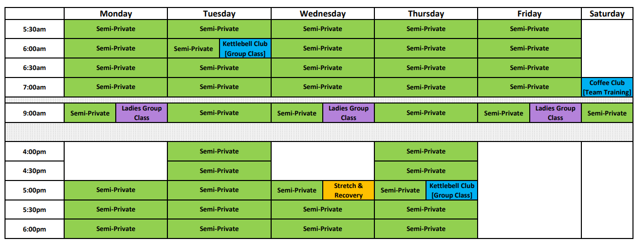 Timetable - Adaptive Strength
